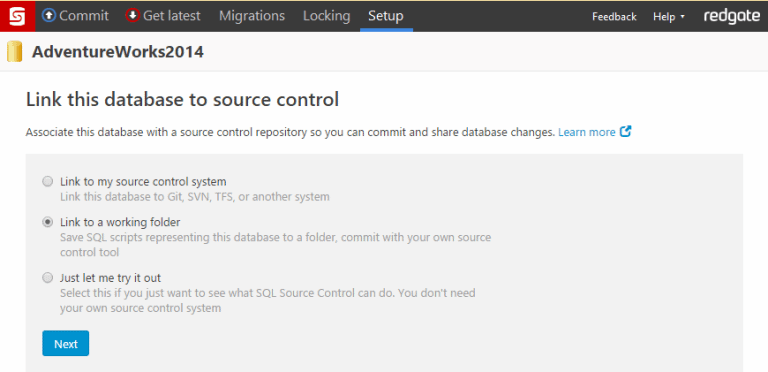 Versioning an existing database using SQL Source Control