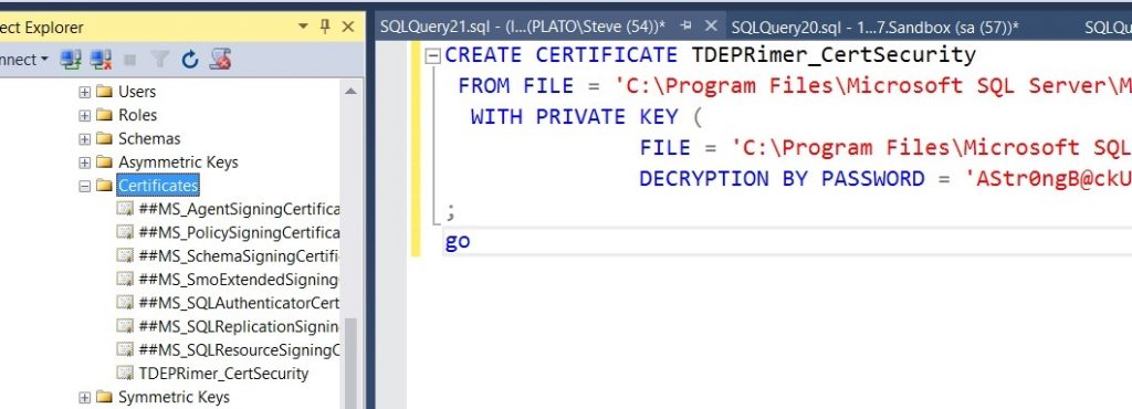 SQL Clone and backups protected with TDE - part 2 | Redgate