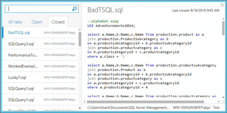 Quick SQL Prompt tip - restore your tabs