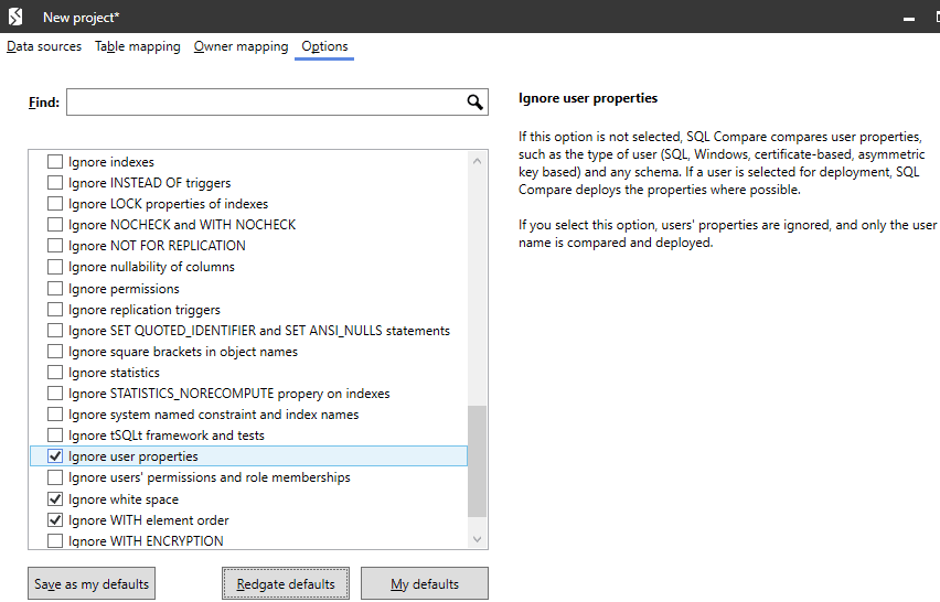 Using Sql Compare Project Options In Deployment Scripts