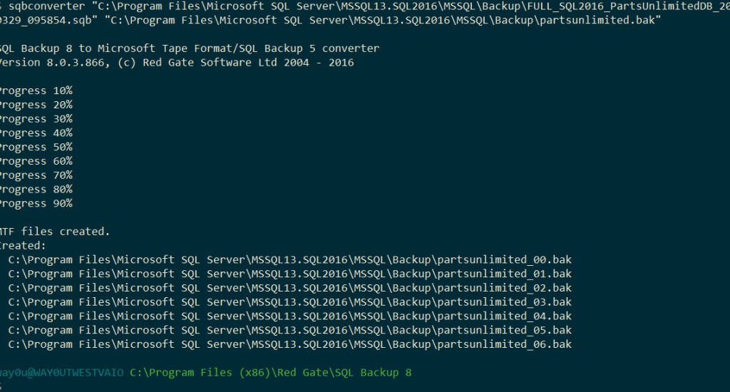 Using striped backups with SQL Clone