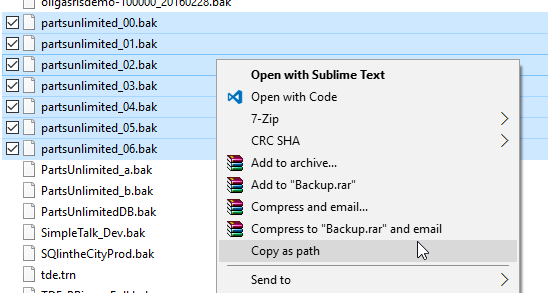 Using Striped Backups With Sql Clone