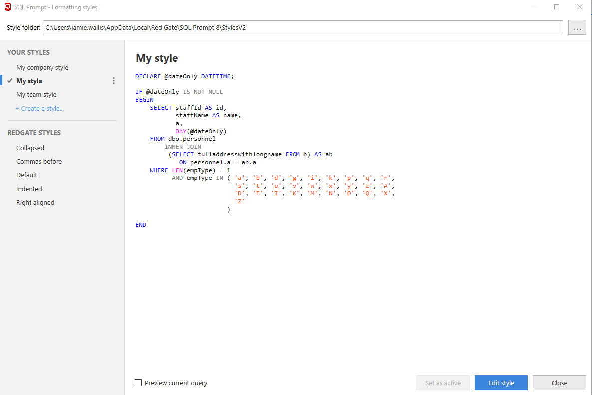 How To Style Sql Using Sql Prompts New Formatting Options