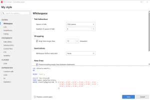 How to style SQL using SQL Prompt's new formatting options
