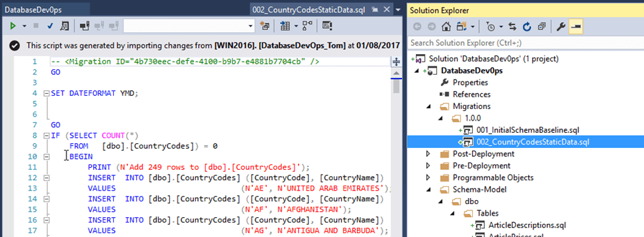How to import an existing database to ReadyRoll