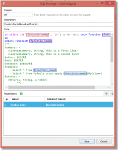 SQL Templates and Code Snippets in SSMS and SQL Prompt | Redgate