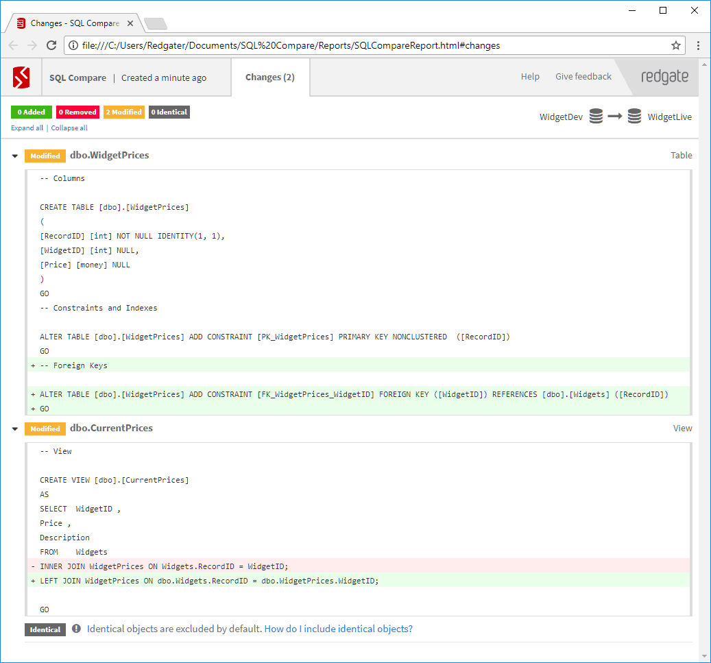 Introducing The Updated Html Comparison Report In Sql Compare 131