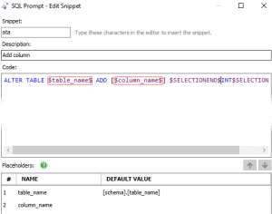 Customizing the SQL Prompt built-in snippets: a better ALTER TABLE ADD (ata) snippet | Redgate