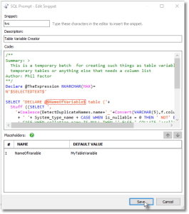 Building reusable table build scripts using SQL Prompt | Redgate