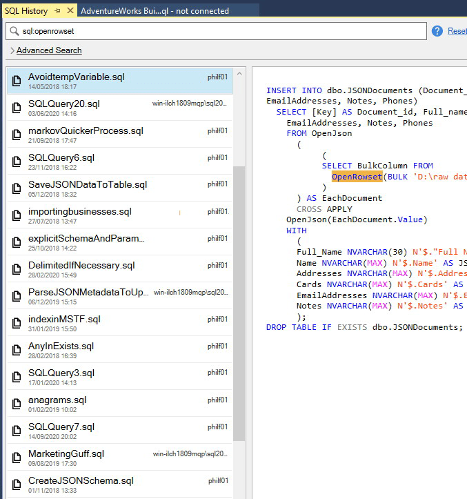 Sql Prompt Safety Net Features For Ssms Sql History Redgate