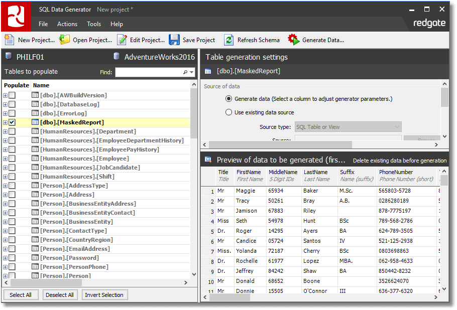Pseudonymizing Your Data With Sql Data Generator Redgate 7865