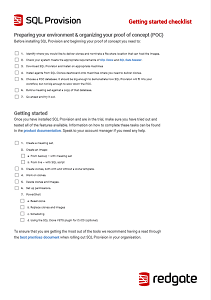 SQL Provision Proof of Concept Checklist | Redgate