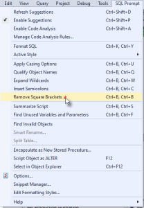 Removing the Square Bracket Decorations with SQL Prompt | Redgate