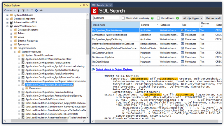 Searching for Objects in SQL Server Databases | Redgate