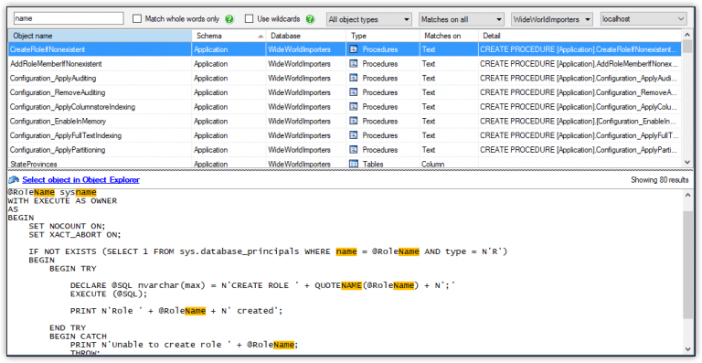 Searching for Objects in SQL Server Databases | Redgate