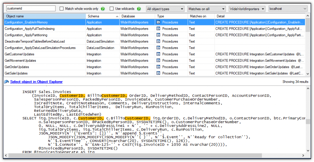 Searching for Objects in SQL Server Databases | Redgate