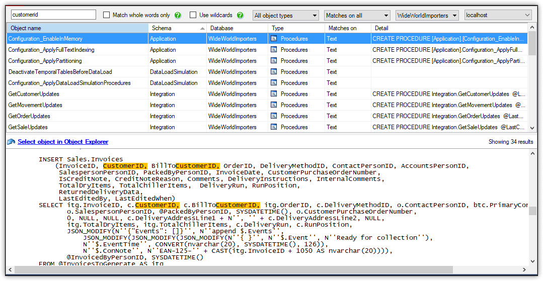 Searching for Objects in SQL Server Databases | Redgate