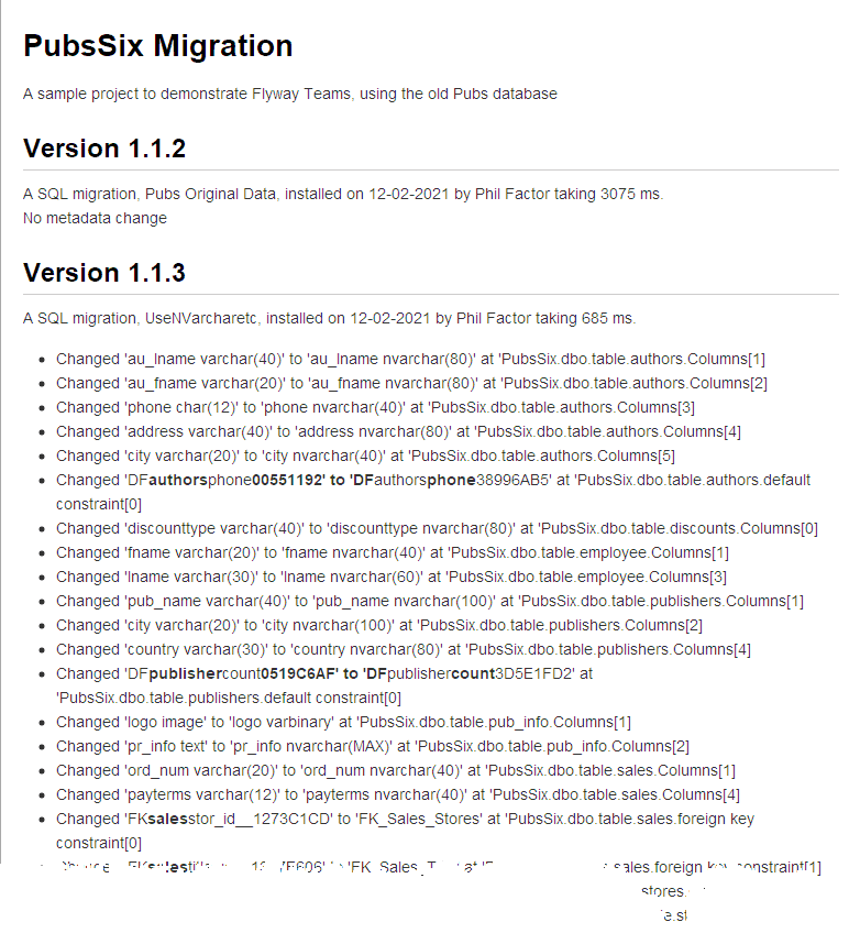 Reporting on Changes Made by Flyway Migration Scripts | Redgate