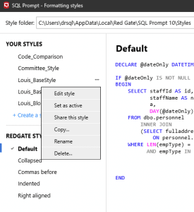 Sharing SQL Prompt Code Snippets and Styles via the Redgate Platform ...
