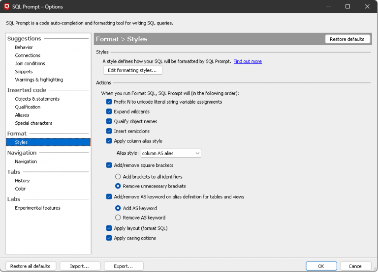 Sharing SQL Prompt Code Snippets and Styles via the Redgate Platform ...