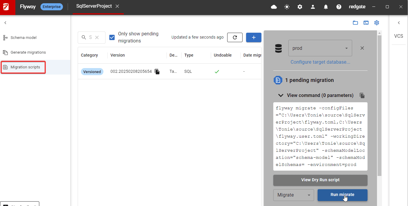 Automating Flyway Desktop Development using the Flyway CLI | Redgate