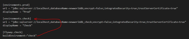 Using environments in Flyway commands | Redgate