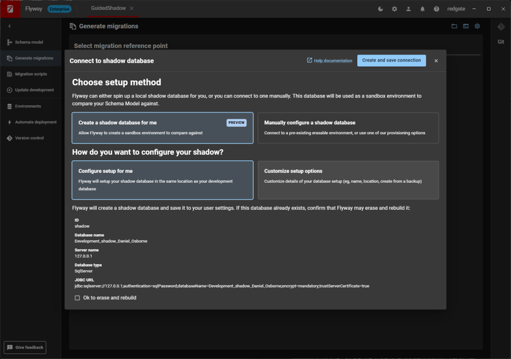 Streamlining Flyway Setup with the Guided Shadow Configuration | Redgate